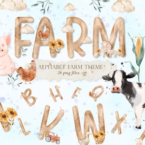 Farm Alphabet Clipart, Letters Illustrations,abc Illustrations ...