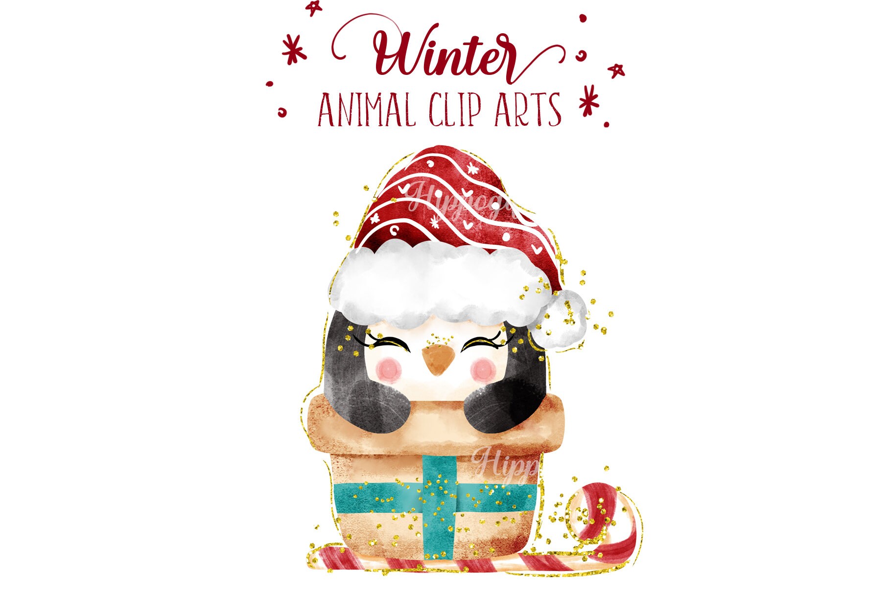 Winter Christmas Animal Clip Artschristmas Animal - Etsy