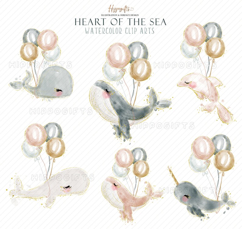 Watercolor Whale Cliparts,sealife Clipart,fish Clipart,dolphin Clipart ...