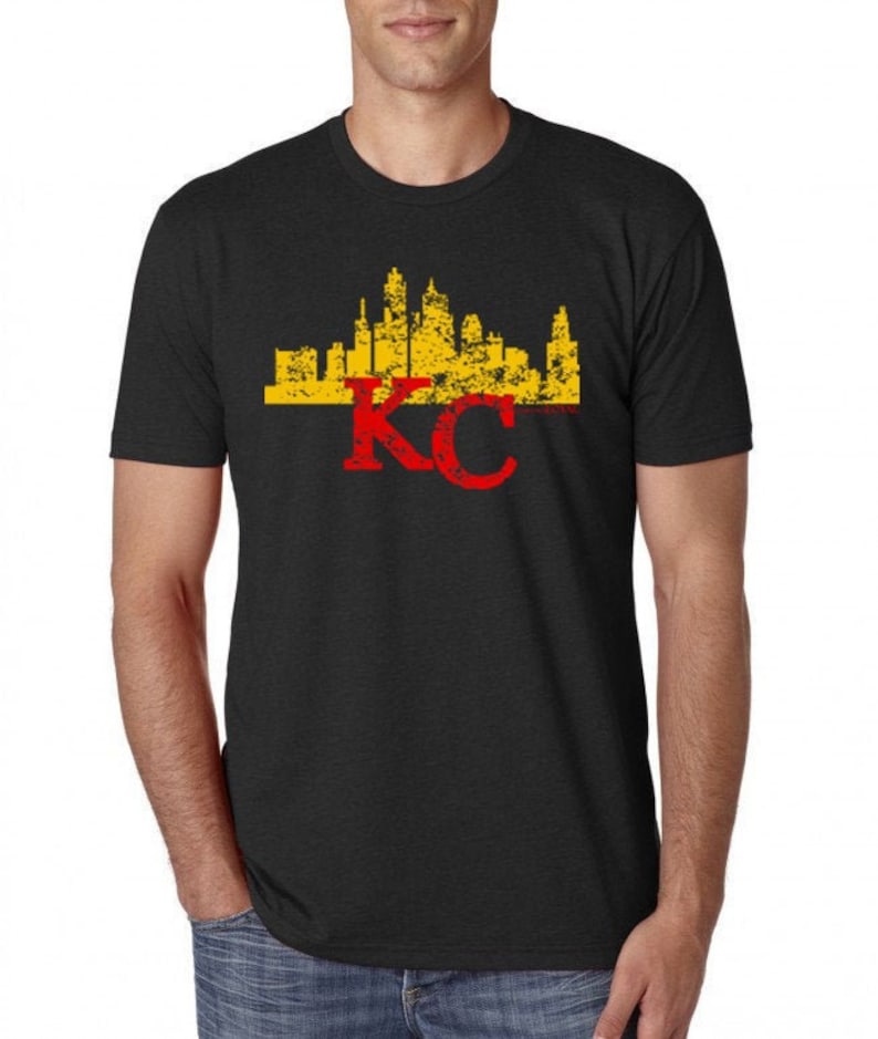 Kansas City Skyline T-shirt.kansas City Red Yellow T-shirt.kc. KC T Shirt. Kansas City Shirt.kc ...