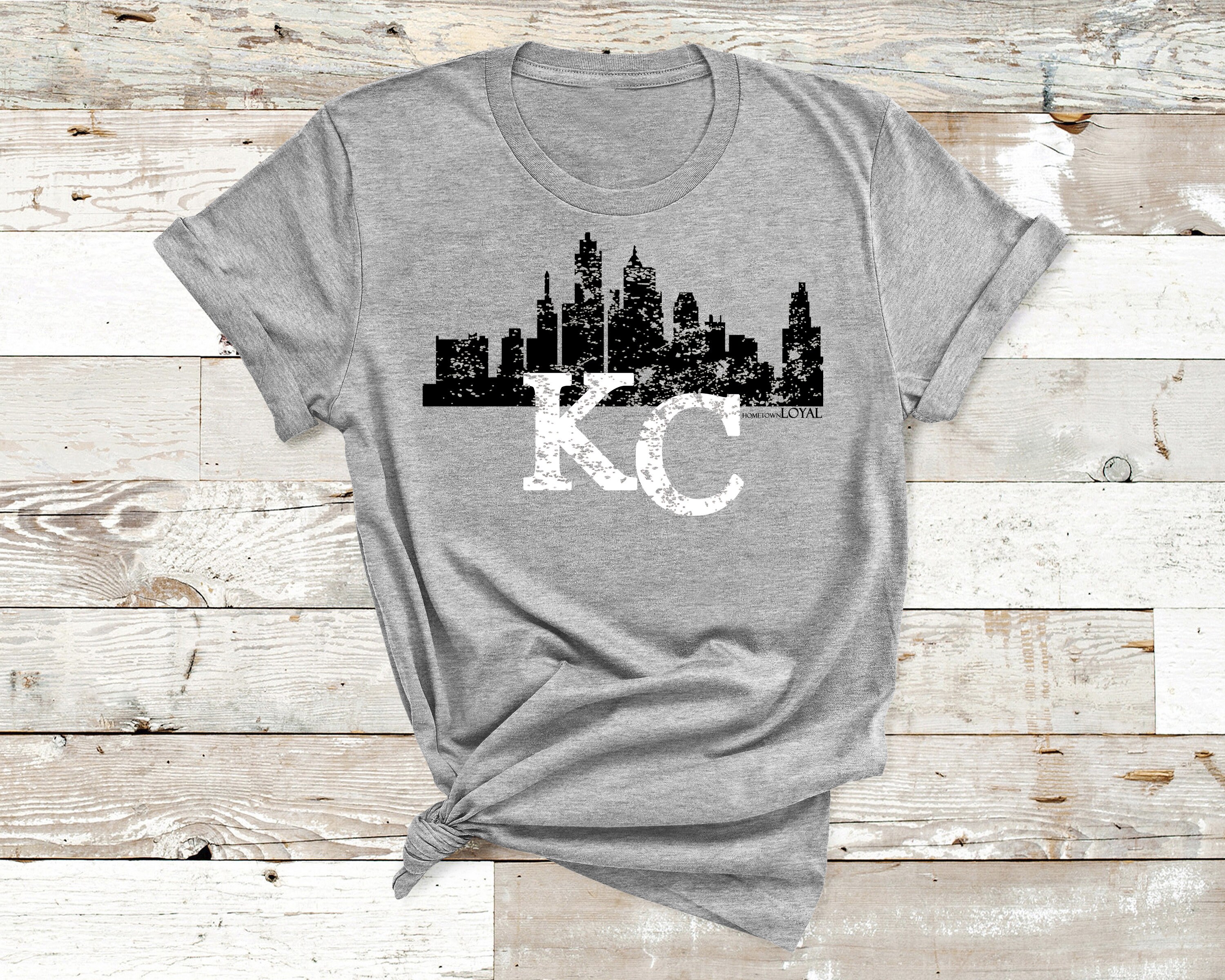 Kansas City Skyline T-shirt.kansas City Gray Black T-shirt.kc. KC T ...