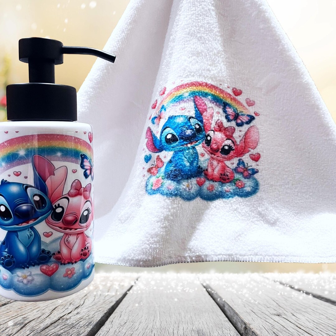 Handmade Lilo + Stitch Soap Dispenser + Matching Hand Towel: Decorative ...
