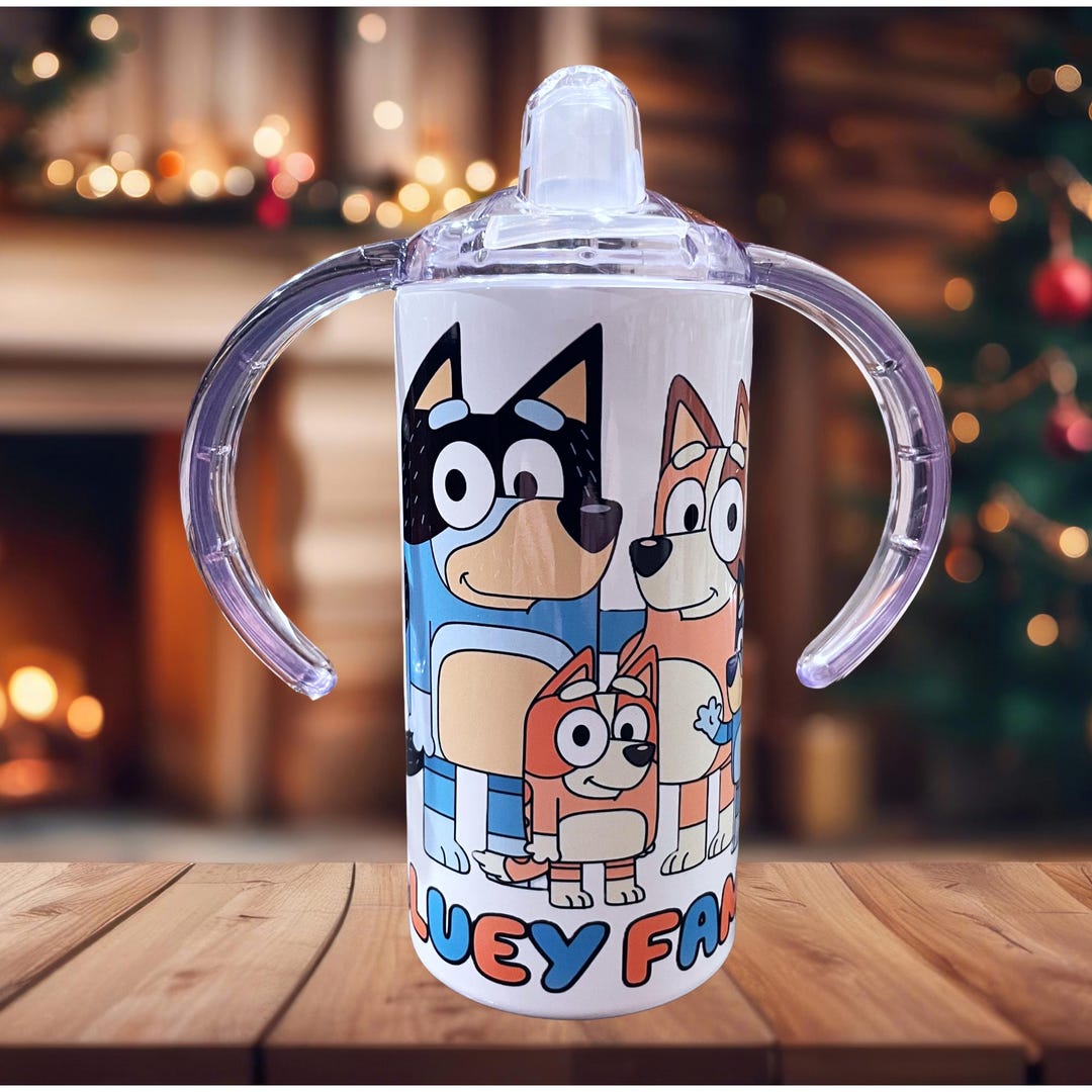 Bluey Sippy Cup Tumbler: Stainless Steel, Spill Proof, With 2 Lids ...