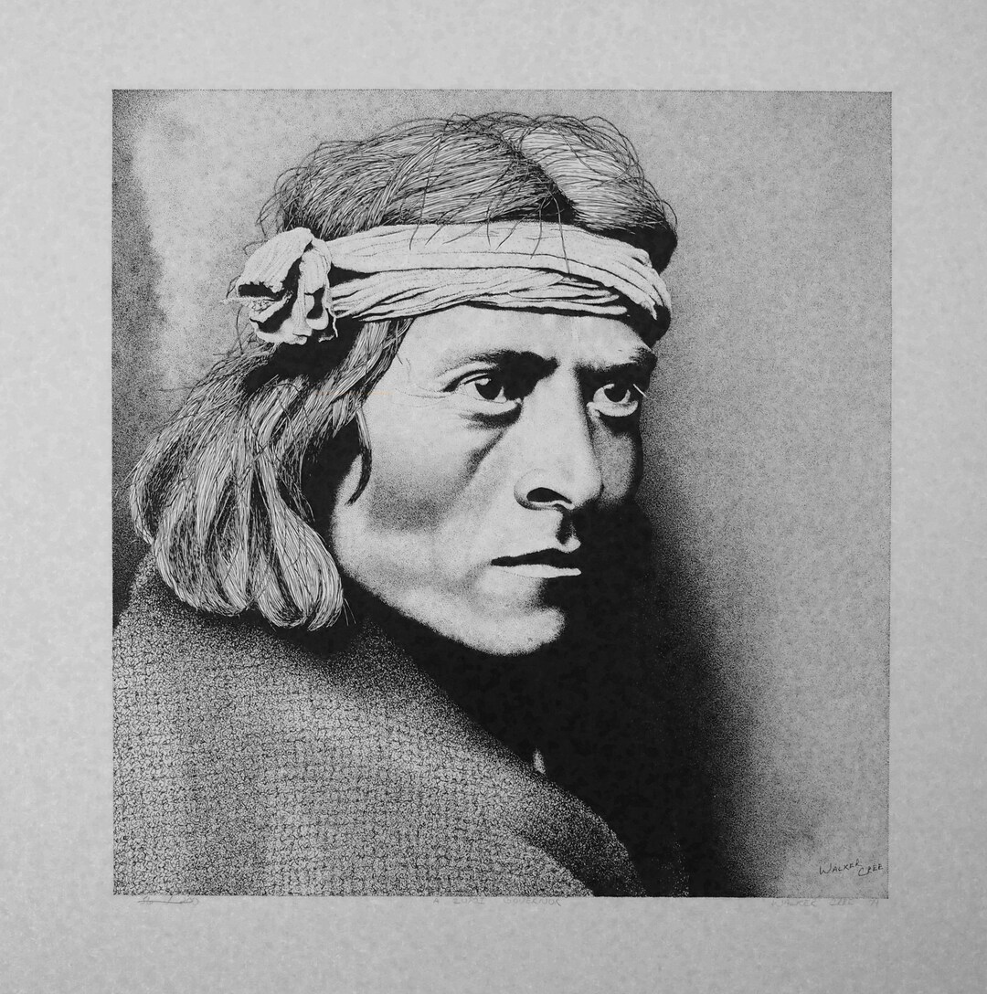 Zuni Governor. Beautiful Pen and Ink Stippling and Line Drawing Indian ...