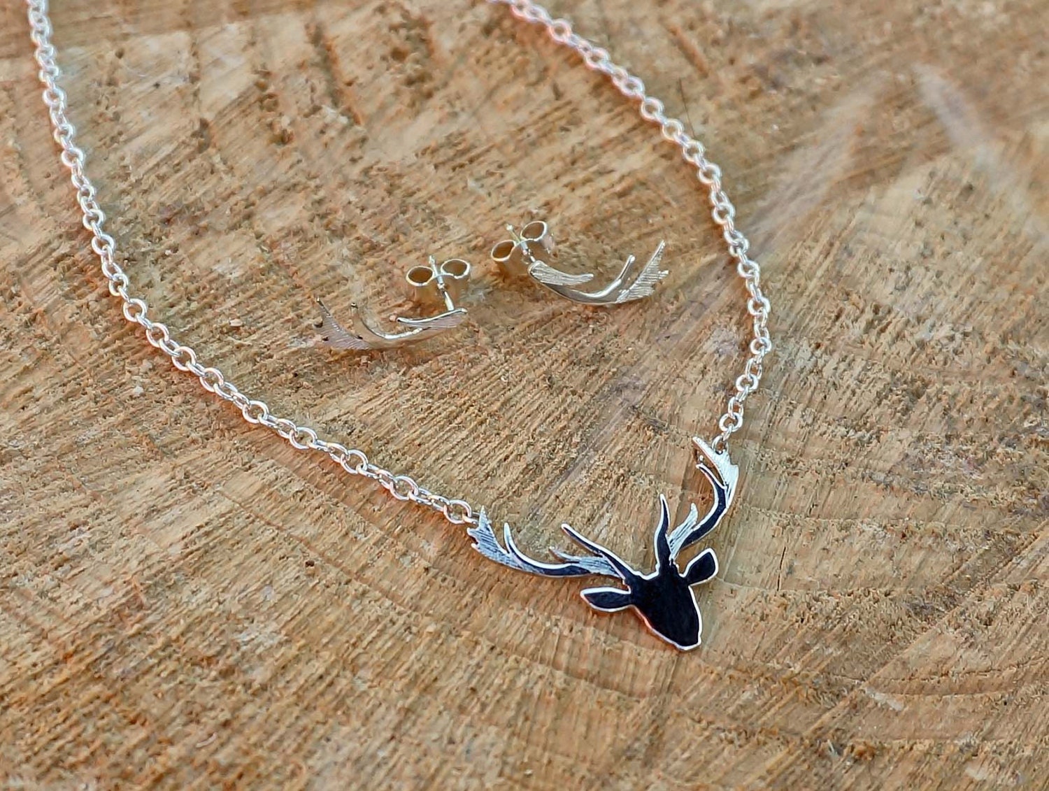Stag Head Necklace, Handmade Silver. Stag Jewelry, Stag Head Design ...