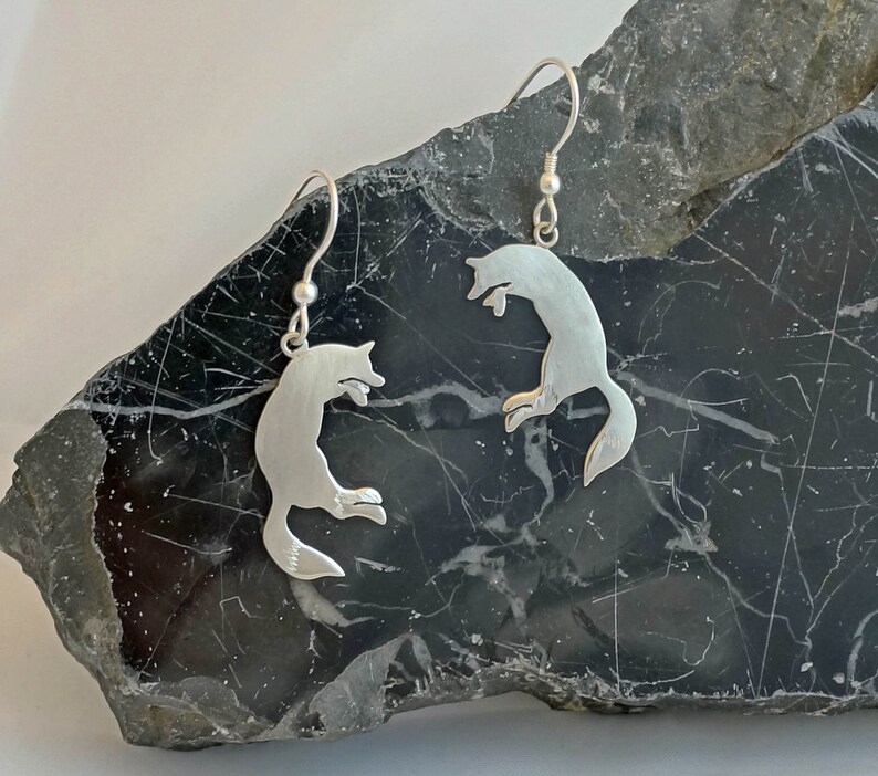 Prancing Fox Earrings Handmade Sterling Silver . Fox Jewelry, Jumping ...