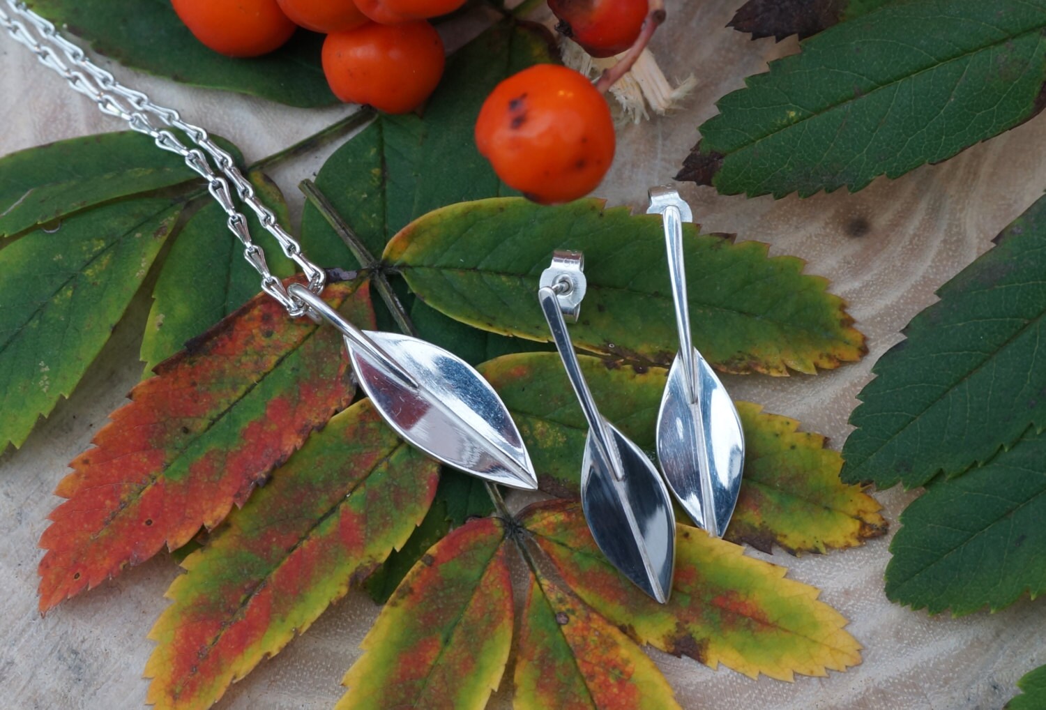 Leaf Drop Earrings Handmade Sterling Silver Leaf Jewelry, Autumn, Tree ...