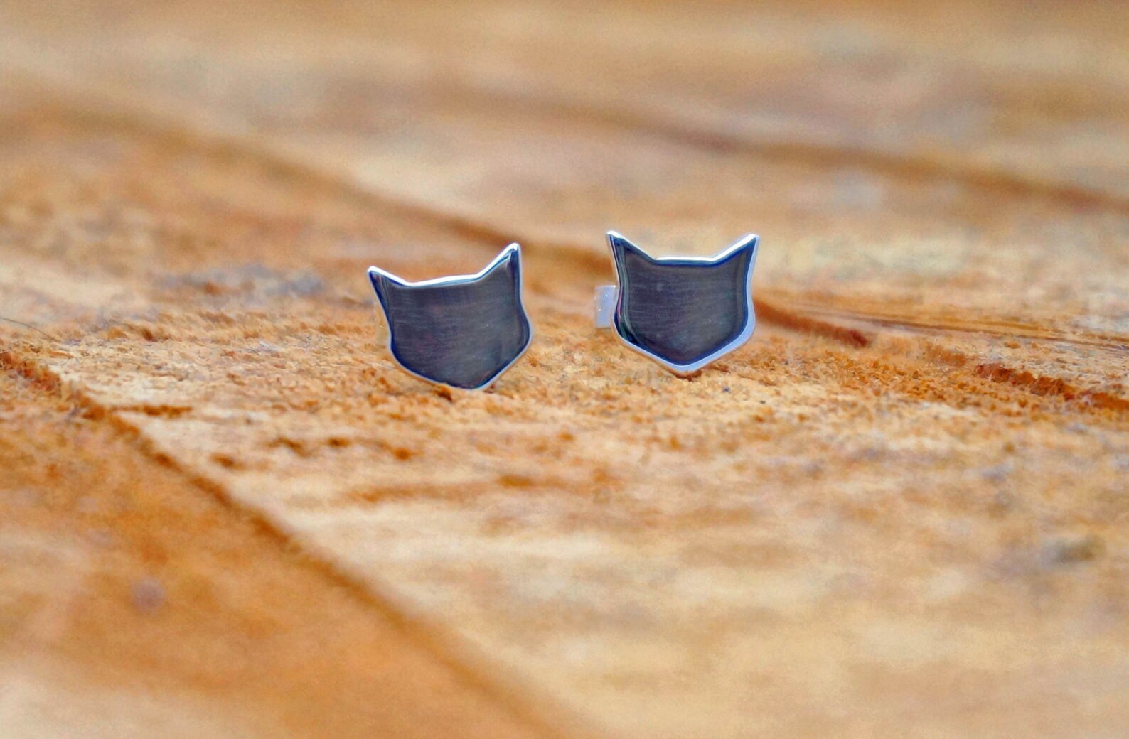 Cat Stud Earrings Handmade Silver -cat Lover Gift - Animal Earrings ...