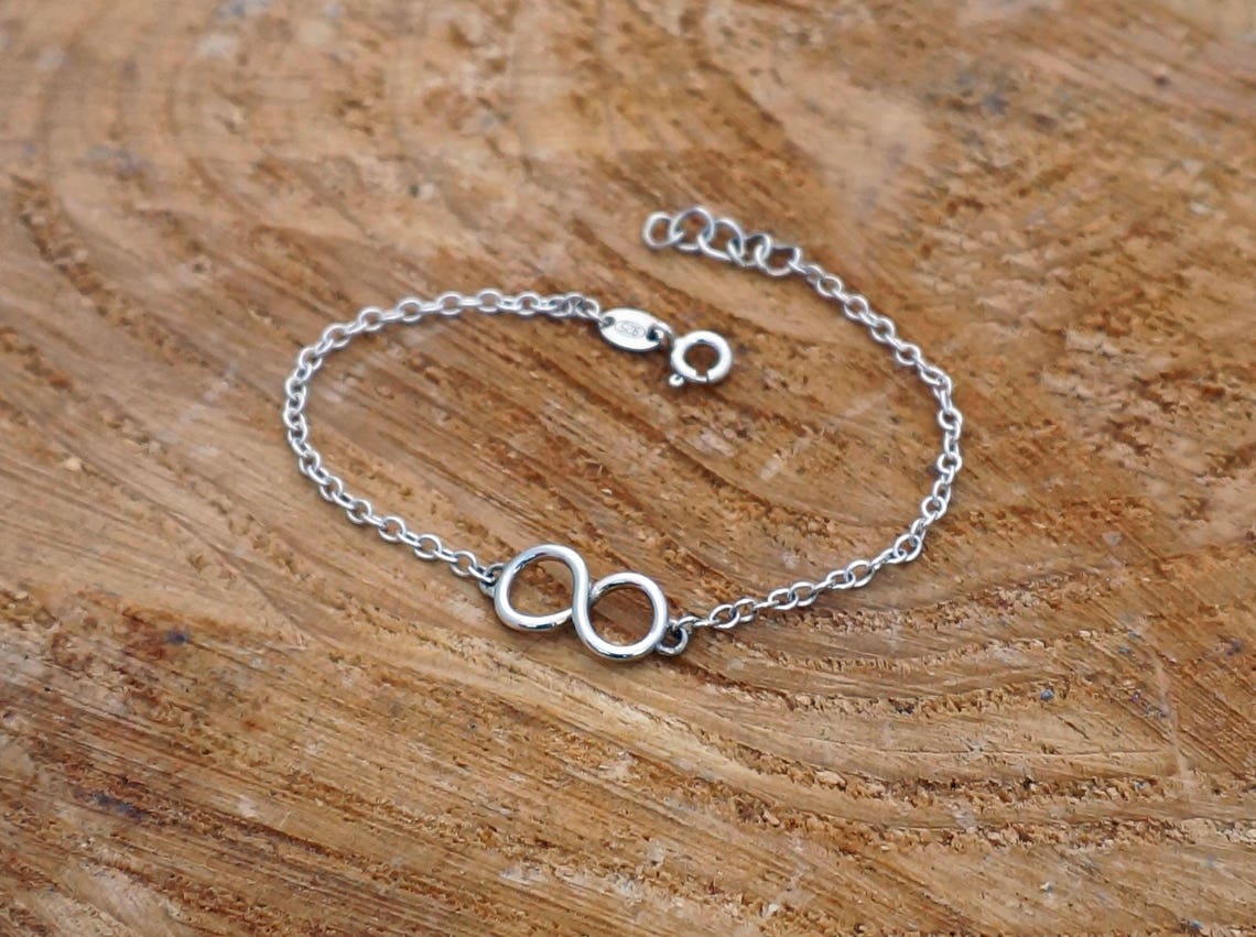 Infinity Symbol Bracelet, Handmade Sterling Silver, Bridesmaid Bridal ...