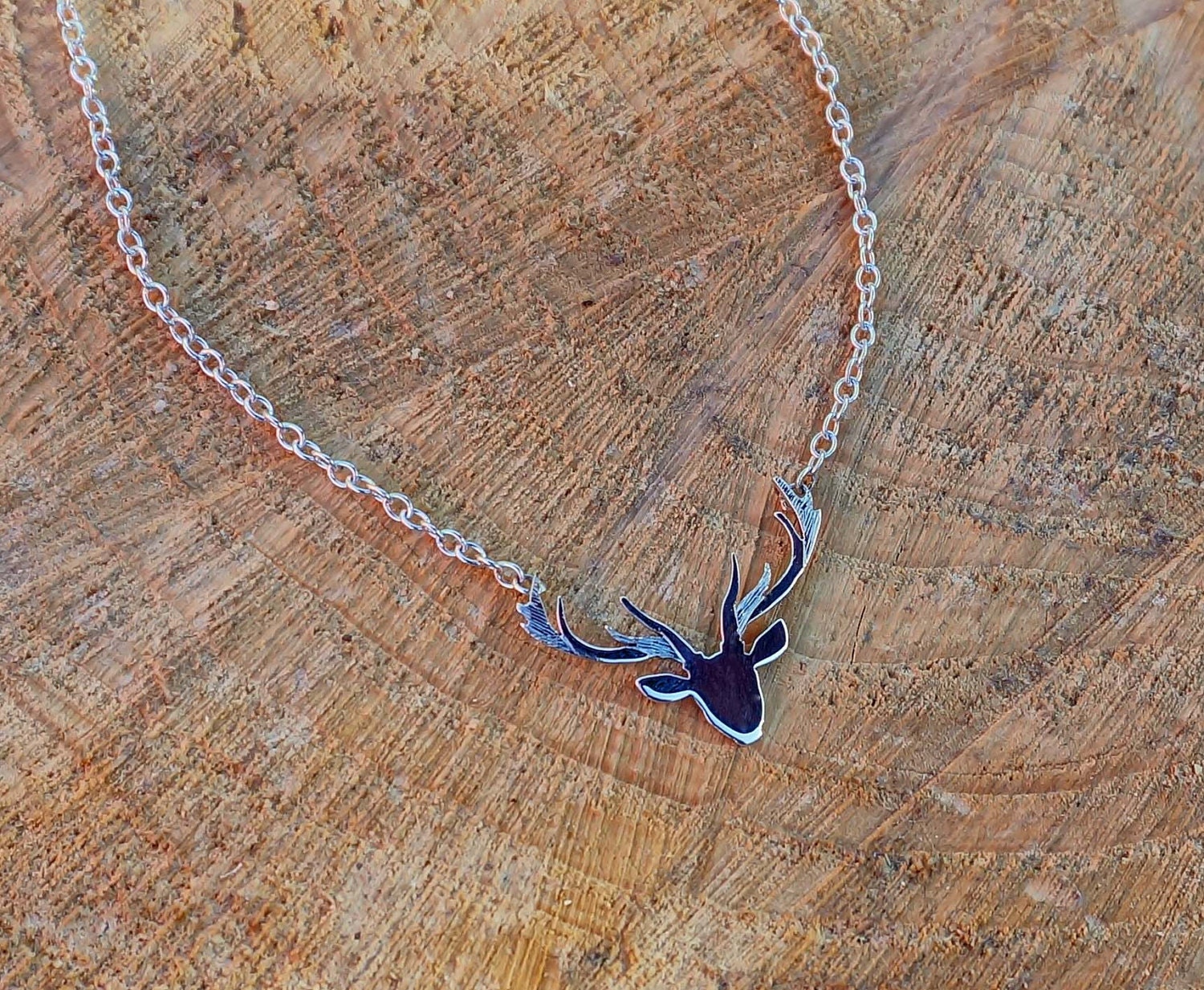 Stag Head Necklace, Handmade Silver. Stag Jewelry, Stag Head Design ...