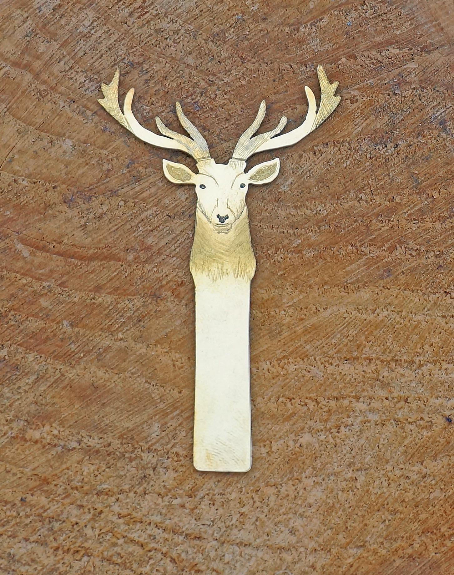 Stag Deer Bookmark. Handmade Brass Bookmark, Engraved Bookmark, Stag ...