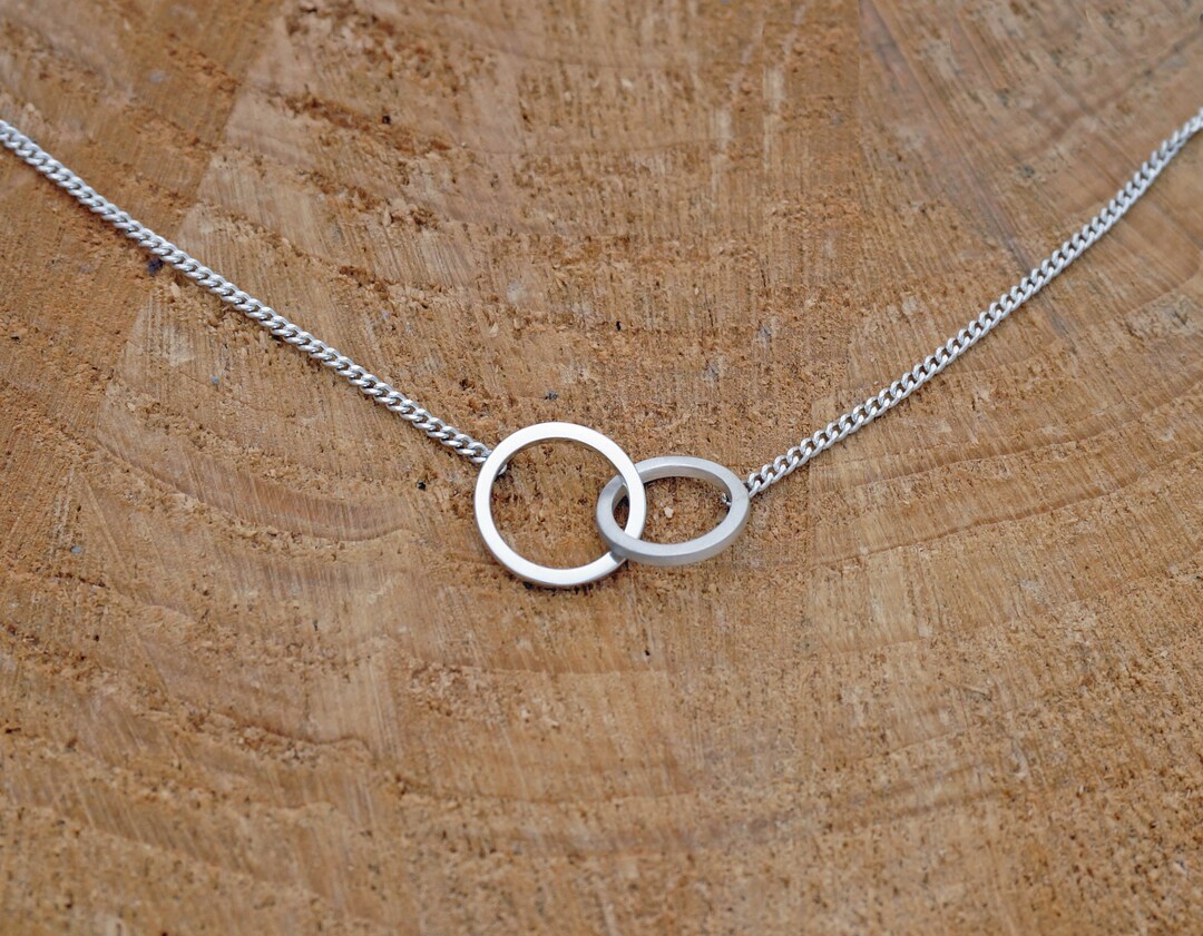 Mini Linked Circle Ring Necklace, Handmade Sterling Silver, Two Circles ...