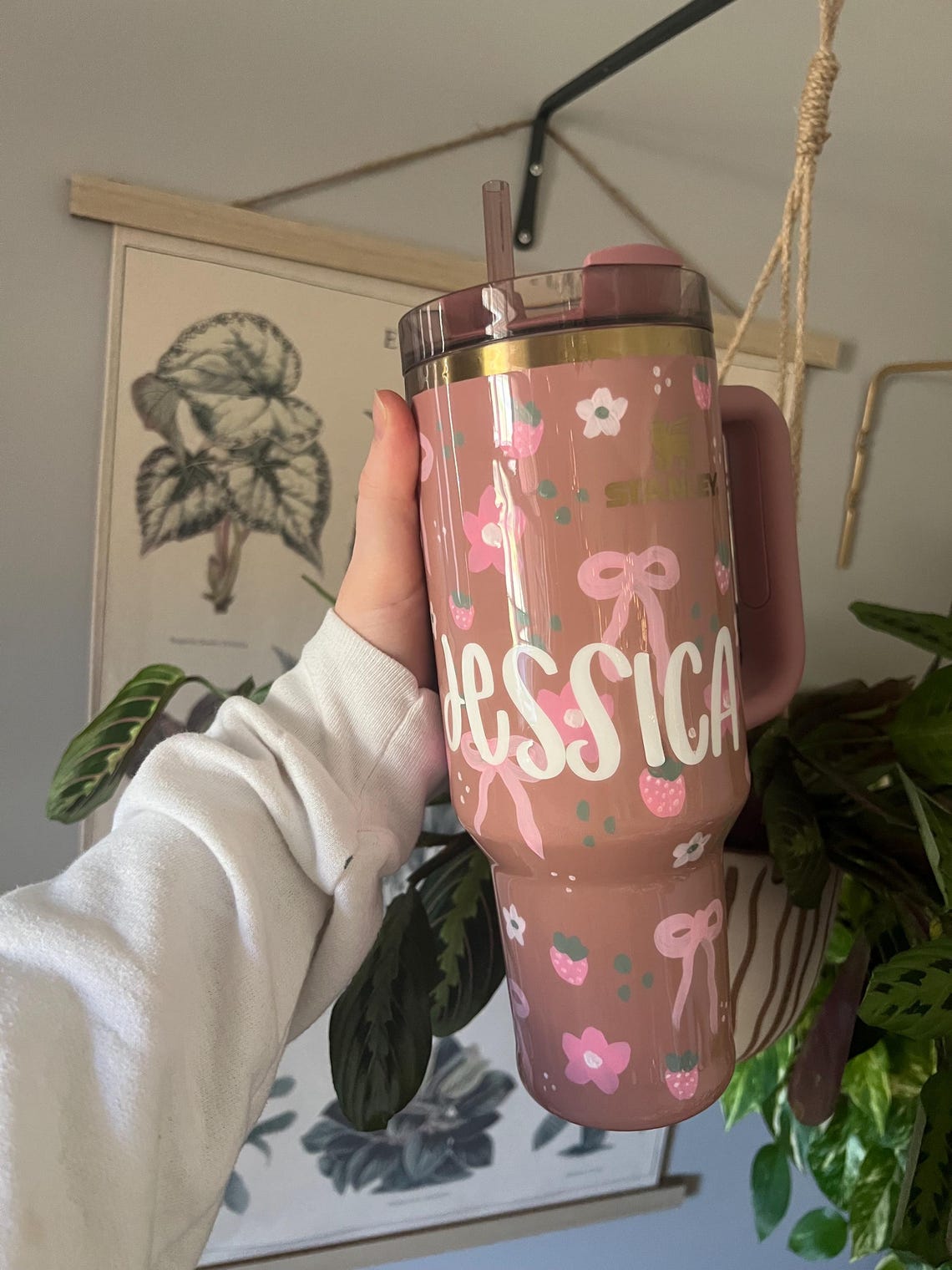 Handpainted Strawberry or Bow Stanley’s 40oz - Etsy