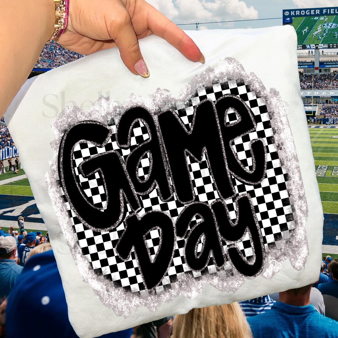 Preppy Game Day Checker Faux Glitter Tshirt Design - Etsy