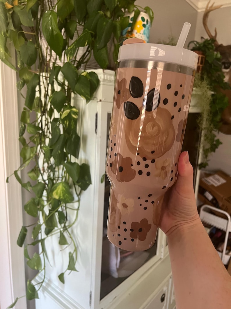 Neutral Handpainted Tumblers Stanleys 40oz - Etsy