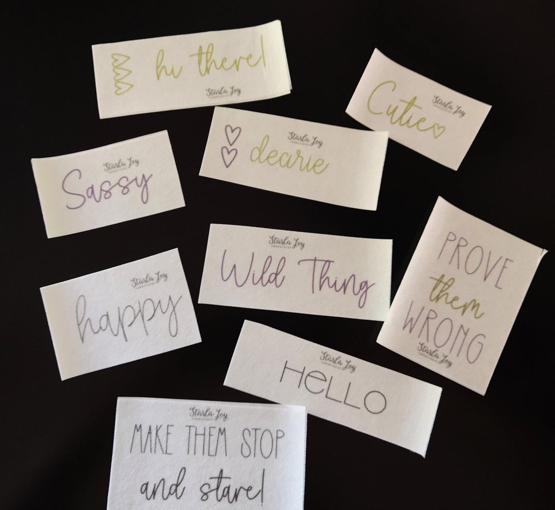 9 Stick-on Fun Words Embroidery Patterns for Hankies, Clothing ...