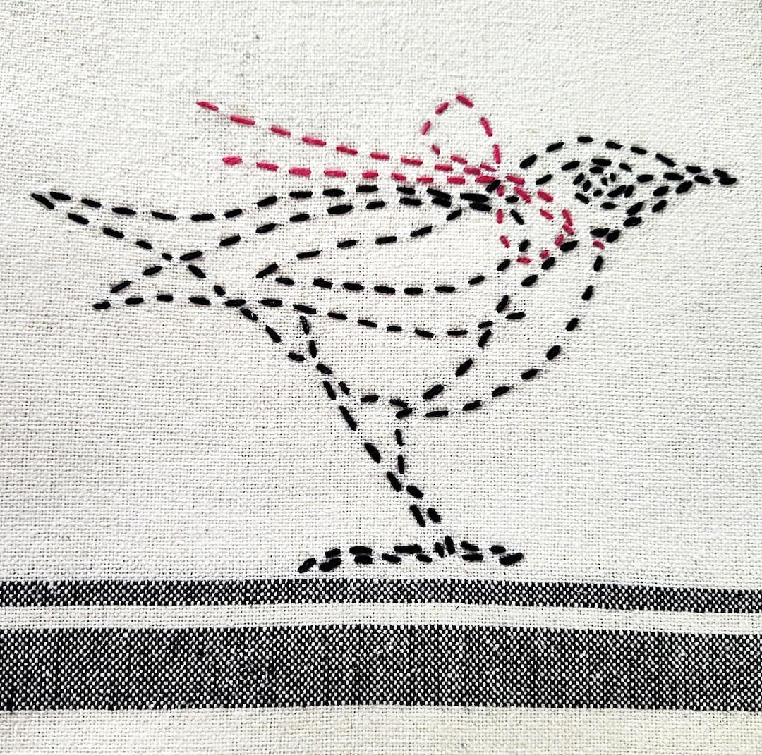 NEW Bird Sashiko Stick-on Embroidery Pattern for Hand Stitching or ...