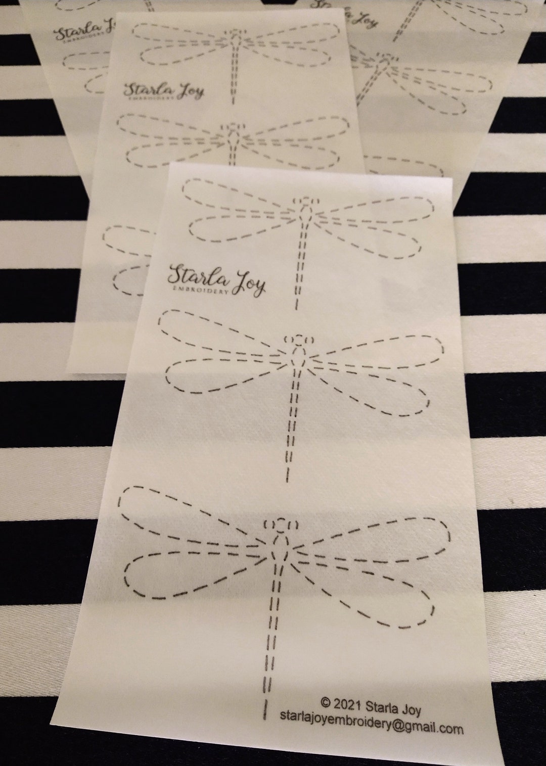 Sashiko Stick N Stitch Dragonfly Pattern for Clothing & - Etsy