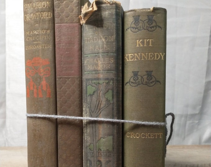 Antique Book Stack Decor Vintage Shades of Green Stack of Books ...