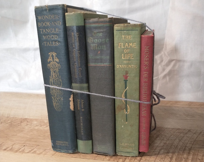 Wedding Book Stack Decor | Vintage Red & Green Stack of Books ...