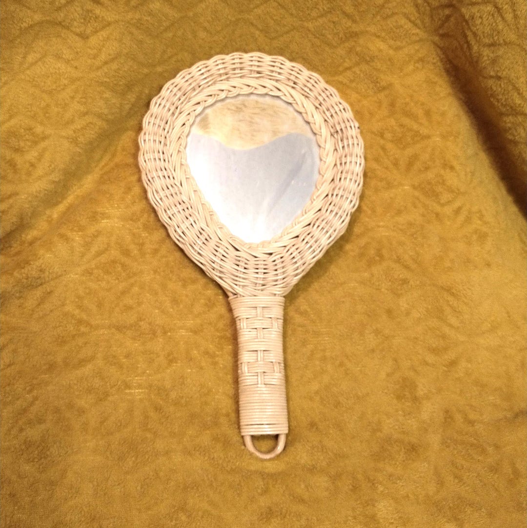 Beautiful Hand Mirror | Vintage Hand Mirror for Vanity | Boho Wicker ...