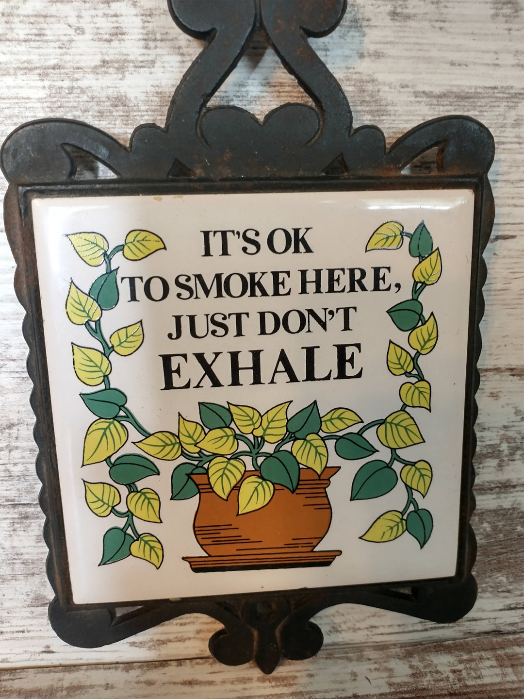Funny Smoking Sign Trivet in Black Vintage Trivet With No-smoking ...