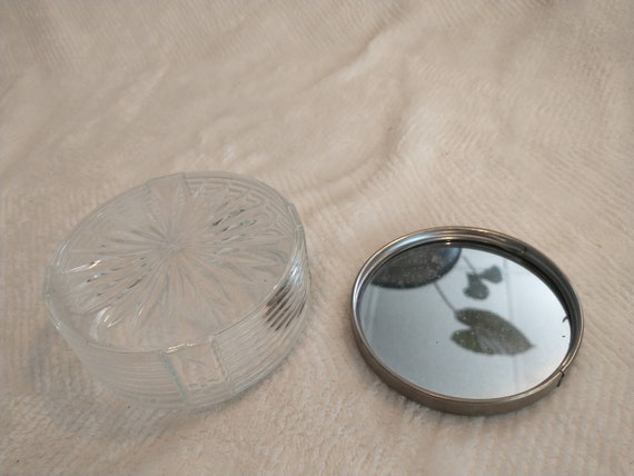 Glass Trinket Box with Mirrored Embroidered Lid | Ant… - Gem