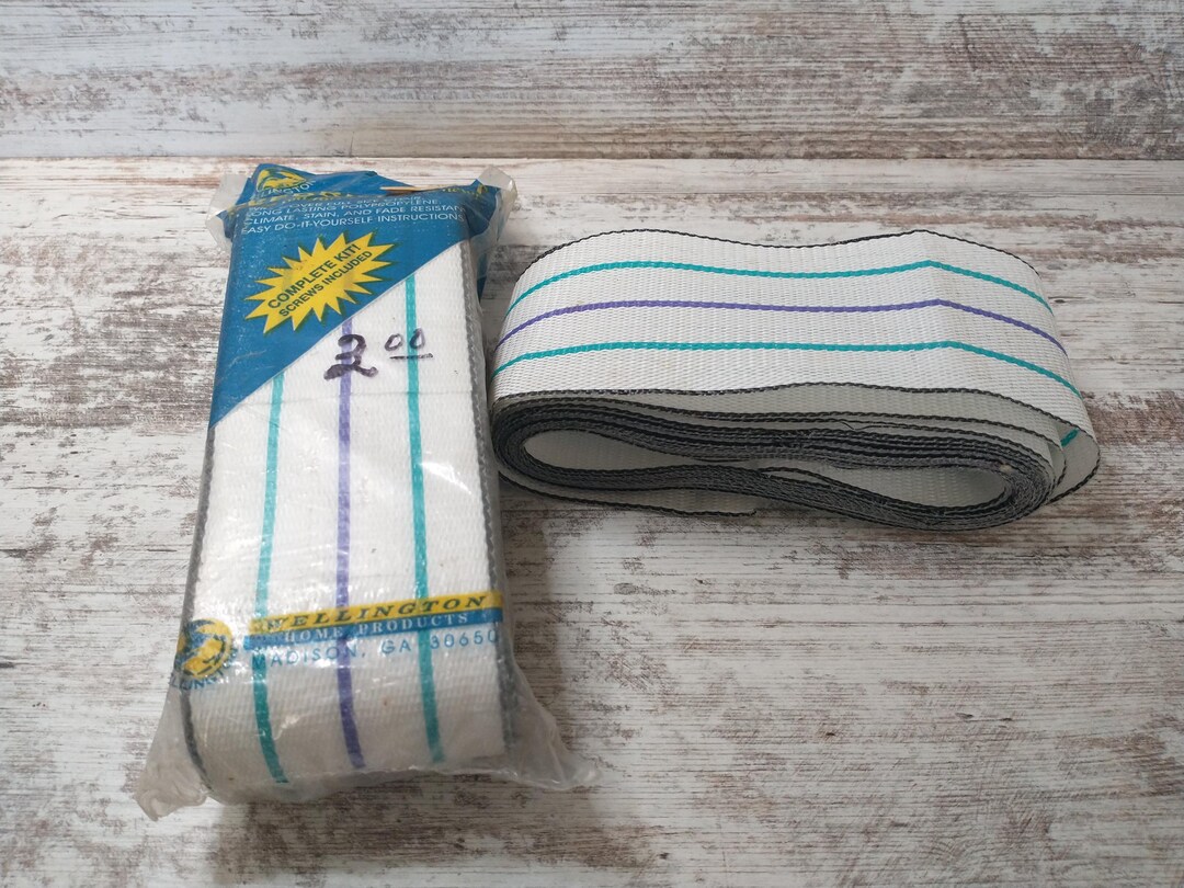 White/aqua/purple Lawn Chair Webbing NOS | Vintage Lounger Lawn Chair ...