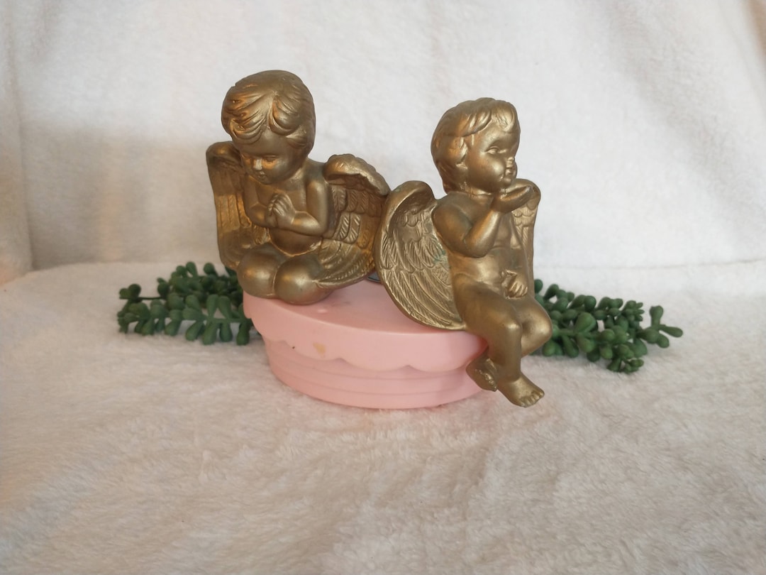 Gold Cherub Shelf Decor | Vintage Gold Angel Decor | Vintage Japan Gold ...