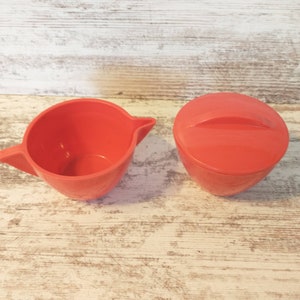 Atomic Era Melmac Creamer and Sugar Set | Vintage Red/orange Melmac Set ...