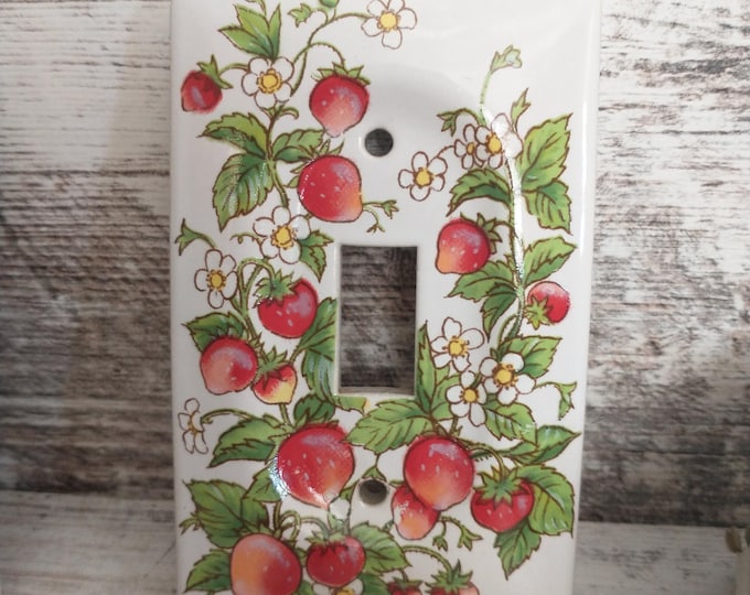 NOS Strawberry Light Switch Cover | Vintage 1980s Ceramic Light Switch ...