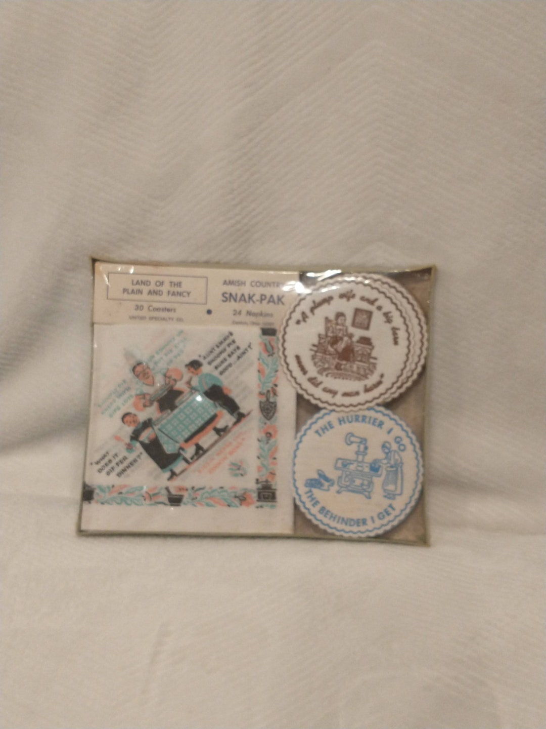 Cheeky Amish Country Hostess Set Incl Napkins and Coasters W/ Funny ...