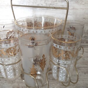 Mid Century Drink Caddy With 8 Glasses & Ice Bucket Vtg MCM Drinkware ...