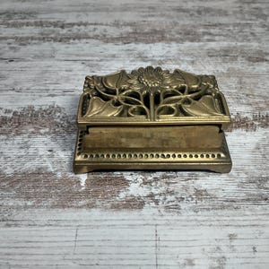 Rococo Style Brass Stamp Dispenser | Art Nouveau Desk Stamp Dispenser ...