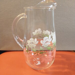 Libbey Glass Juice Pitcher Retro Juice Carafe With Pink/green/white ...