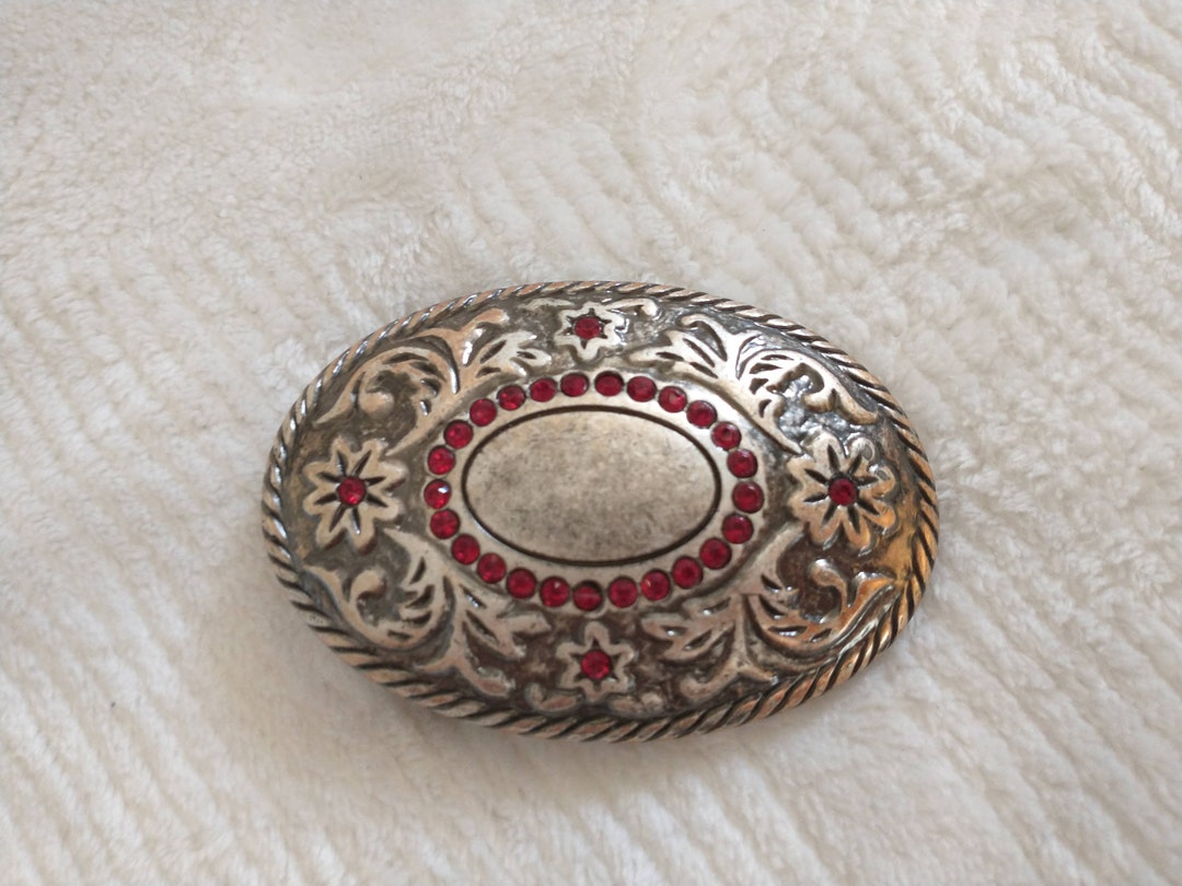 Vintage Beaded Belt Buckle Vintage Belt Buckle With Red Jewels Vintage ...