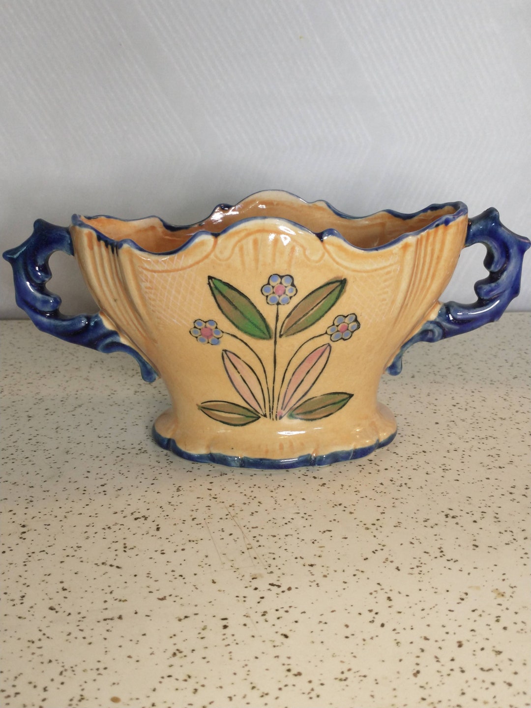 Iridescent Glazed Pottery Double Handled Vase | Victorian Double ...