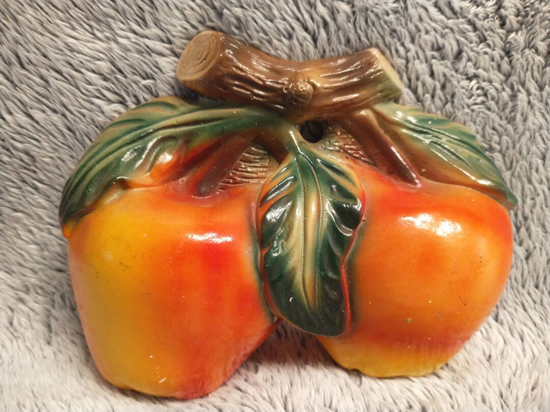 Mid Century Chalkware Apples | Vintage Kitchen Chalkware Fruit Decor ...