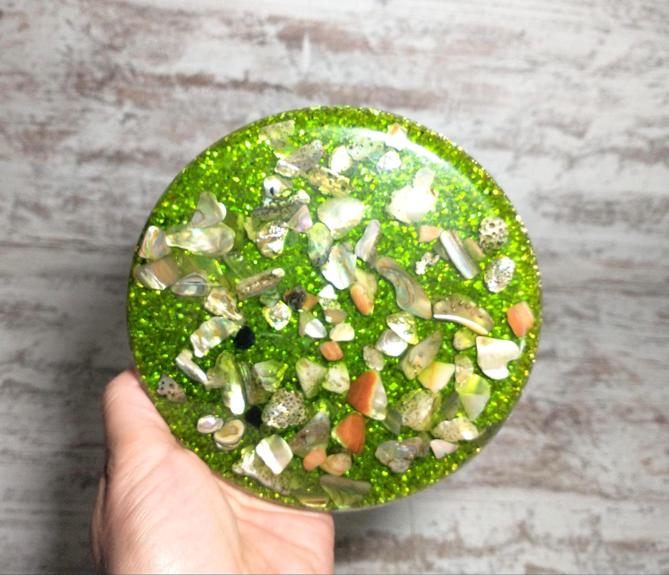 Vintage Green Lucite Abalone Shell Trivet: Coastal Kitchen Decor - Etsy