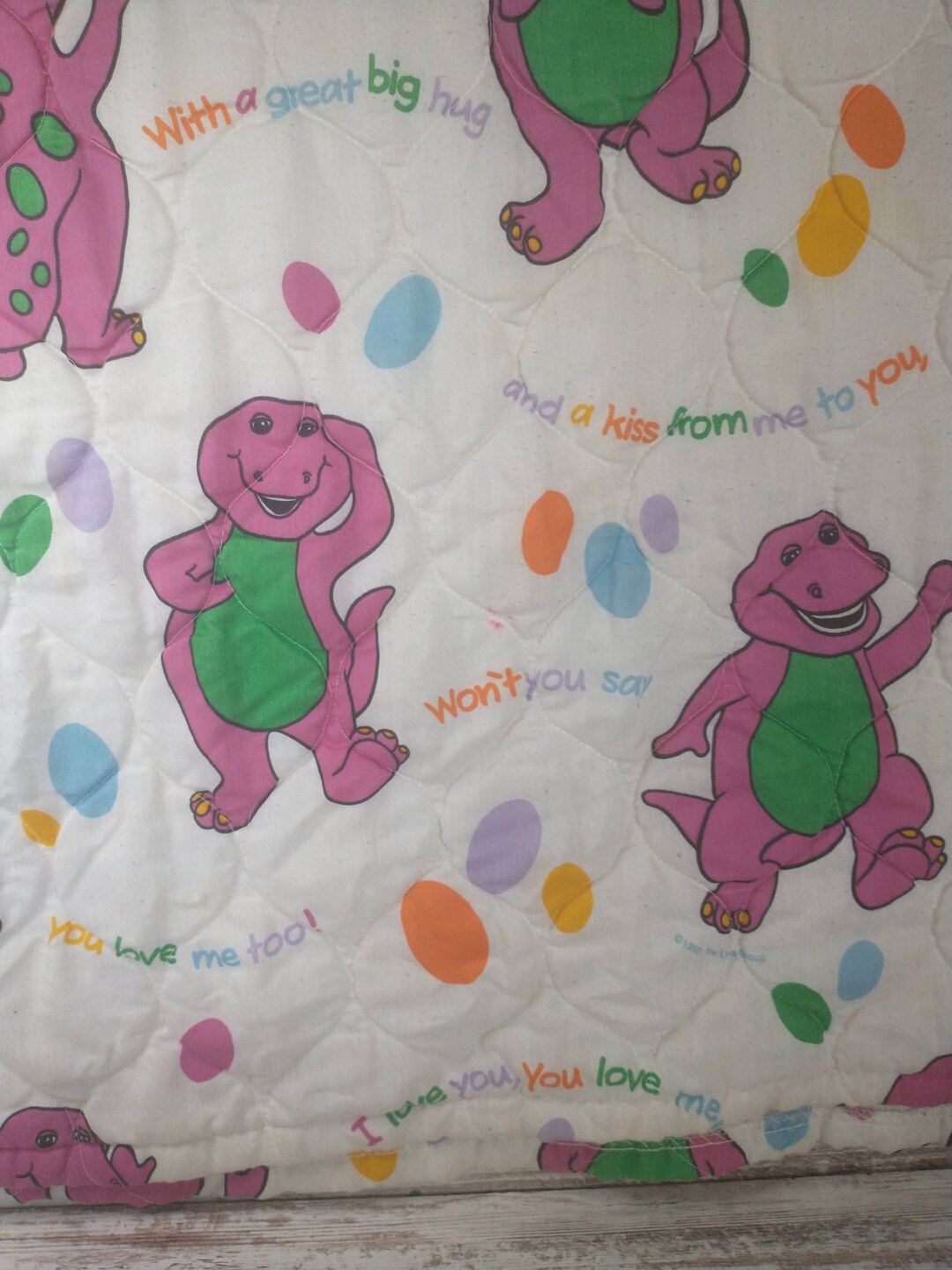 Barney Throw Blanket 1990s Barney the Dinosaur Blanket Throw Vtg Barney ...