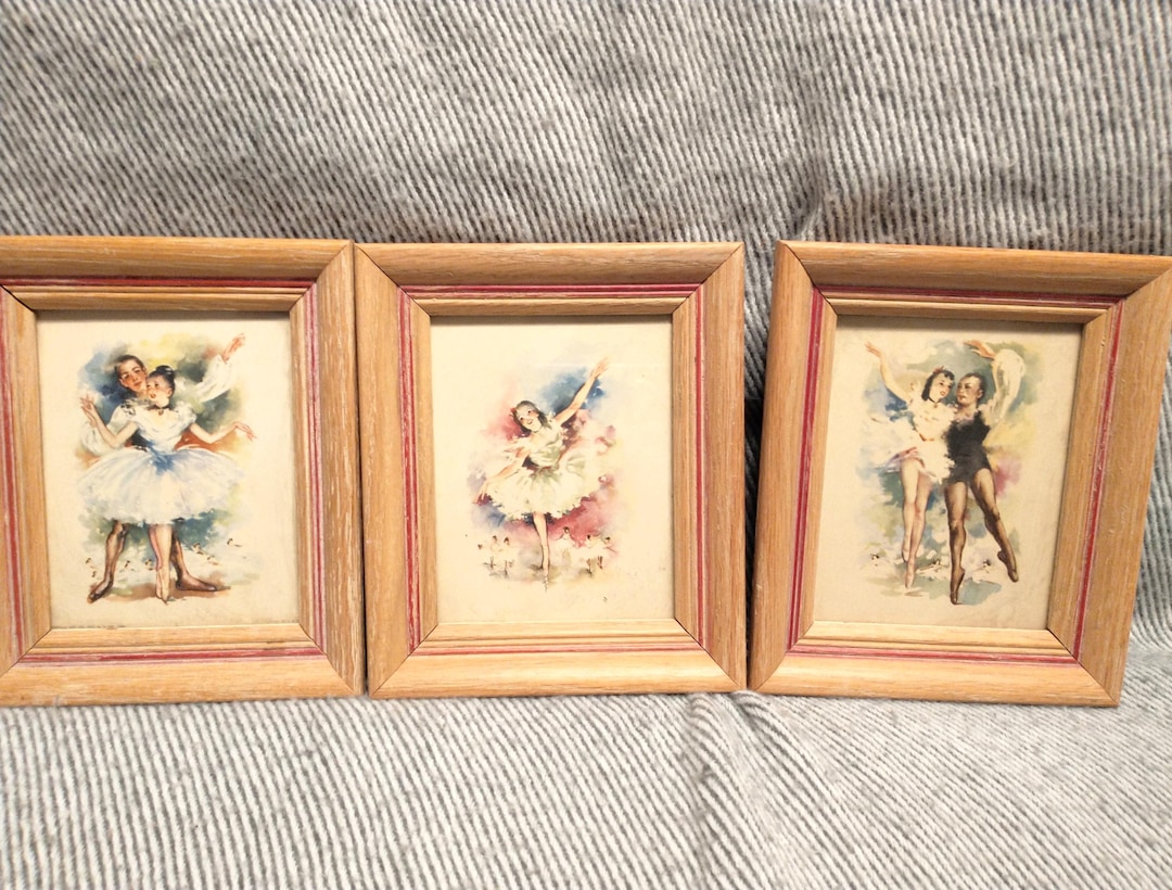 Victorian Ballet Art in Wooden Frames: Vintage Impressionist Ballerinas ...