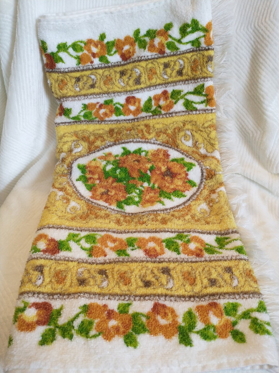 Vintage Canon Yellow Floral Bath Towel Vintage Floral - Etsy