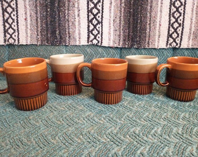 Boho Brown/tanjapanese Stoneware Mugs | Set of Japan Mugs | Set of 5 ...