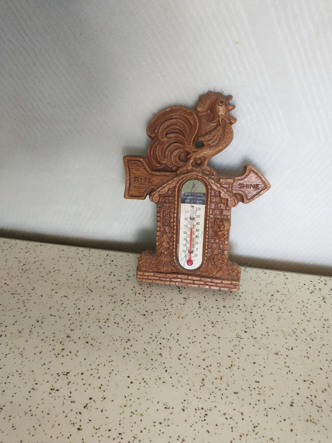 Rooster Indoor Thermometer Vintage Wood-look Rooster Wall - Etsy