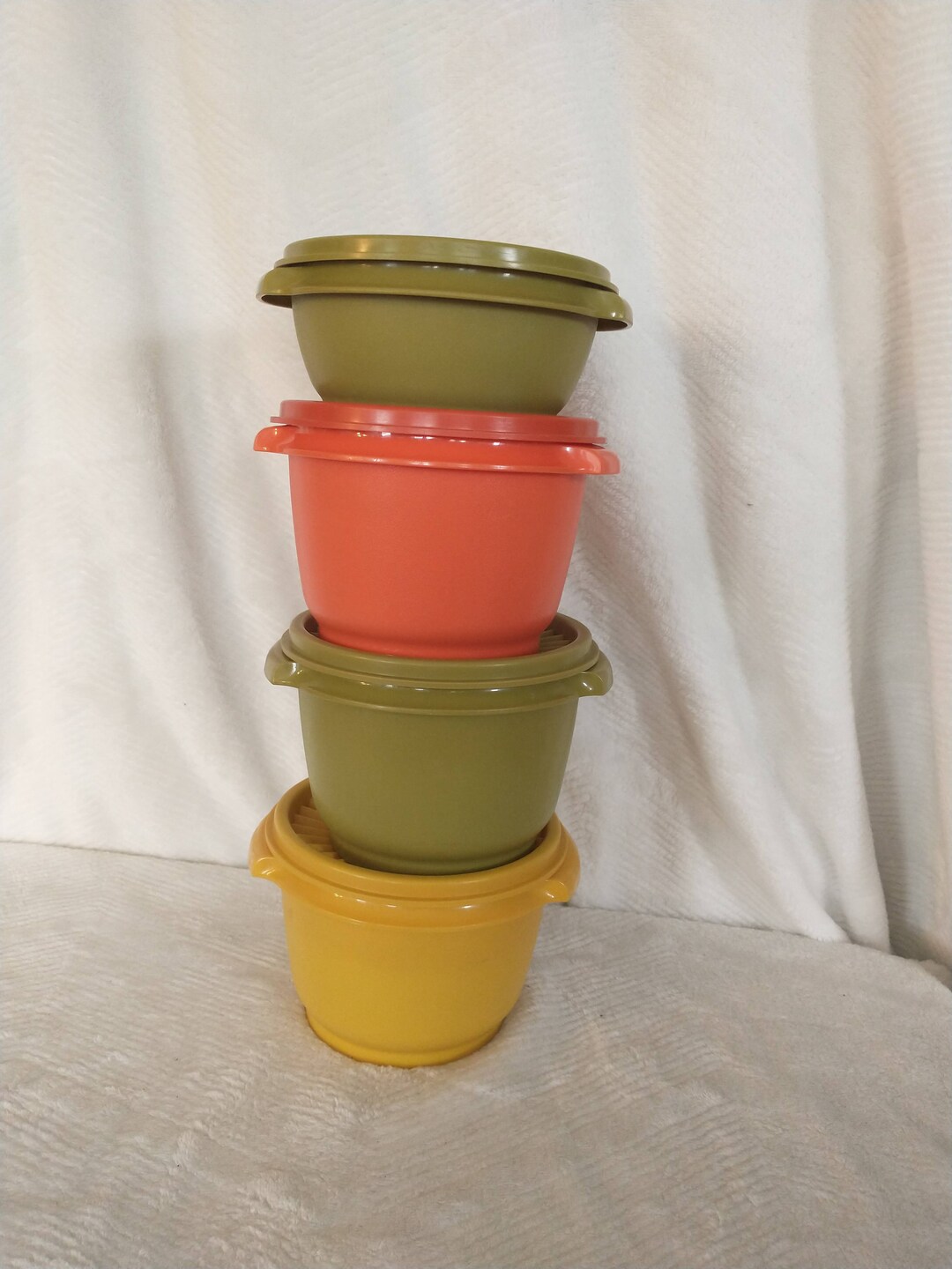 Vintage Avocado/yellow/orange/terra Cotta Colored Tupperware - Etsy