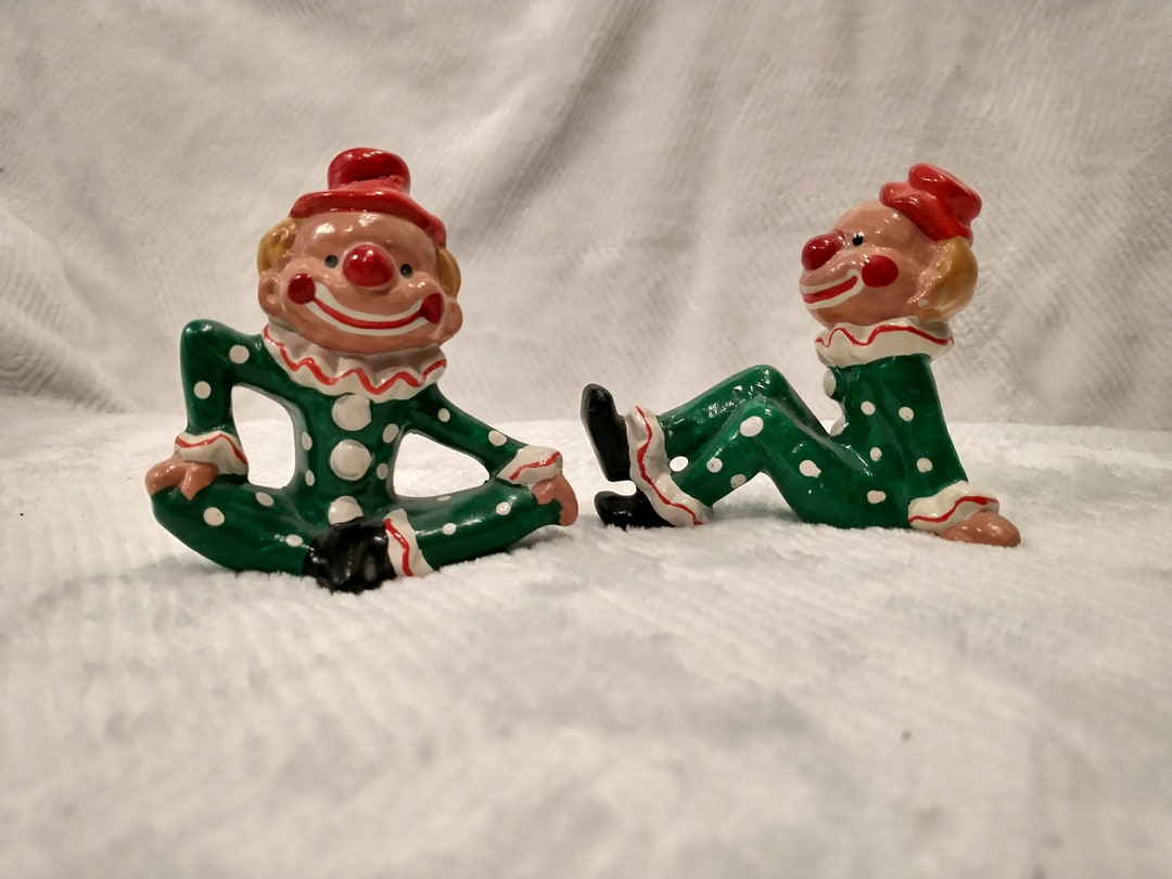 Enesco Clown Figurine Set | Vintage 60s/70s Set of Two Clowns | Red and ...