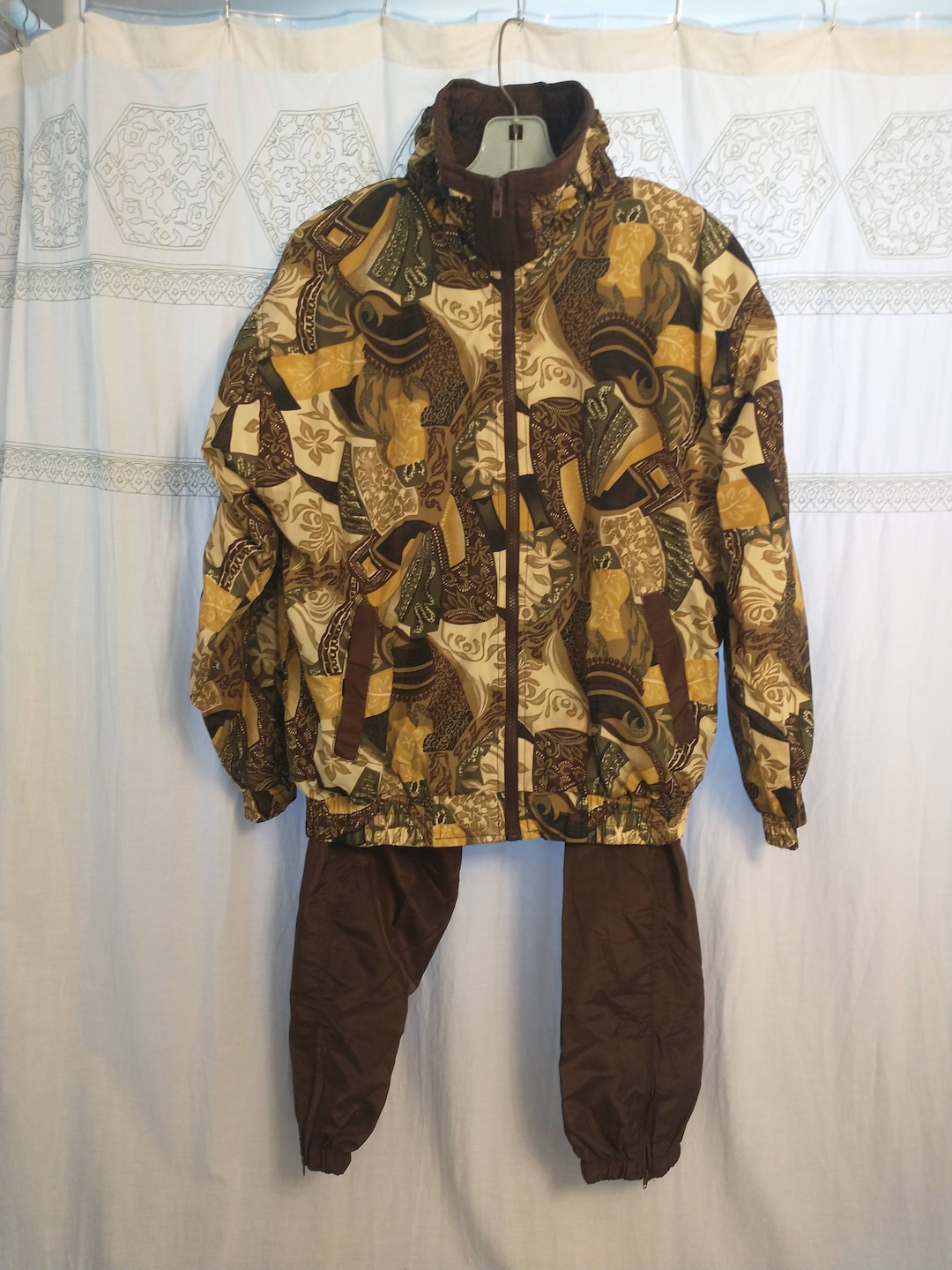 80s Wind Suit | Vintage 80s Track Suit | Black/brown Matching Jacket ...