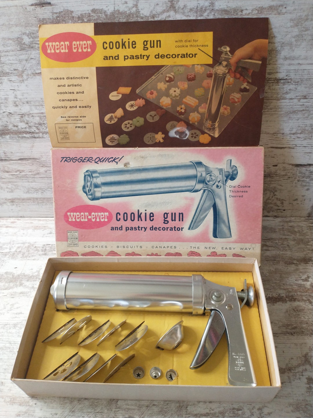 Pink Wearever Cooky & Pastry Gun Vtg Aluminum Cookie Press Cooky Press ...