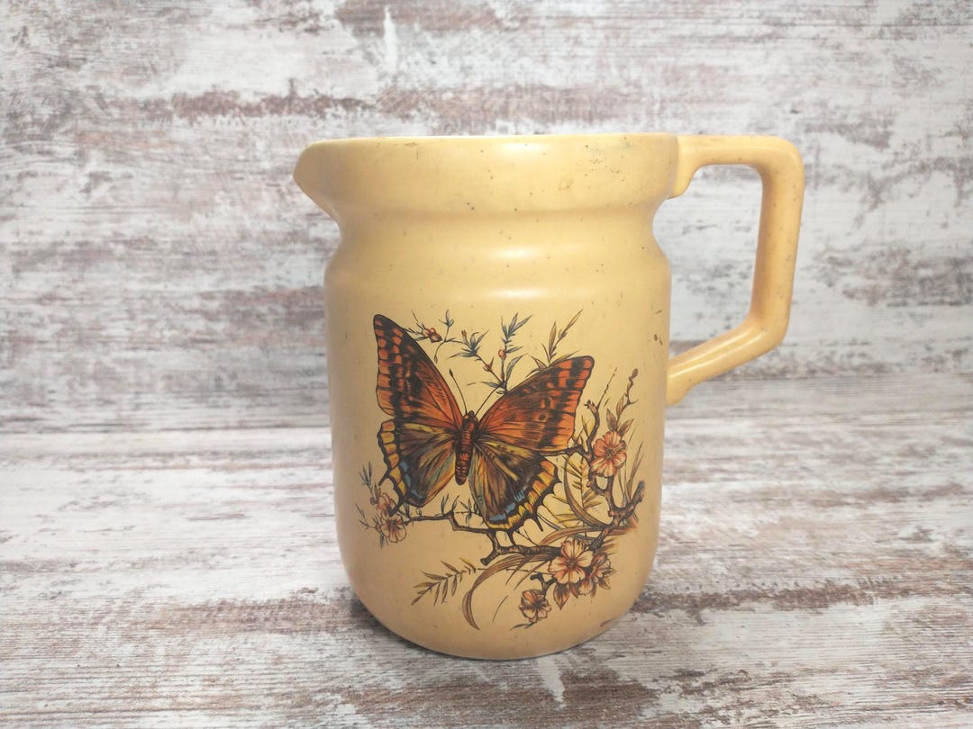 Butterfly Pitcher Made in Japan | Vintage Boho Stoneware Butterfly ...