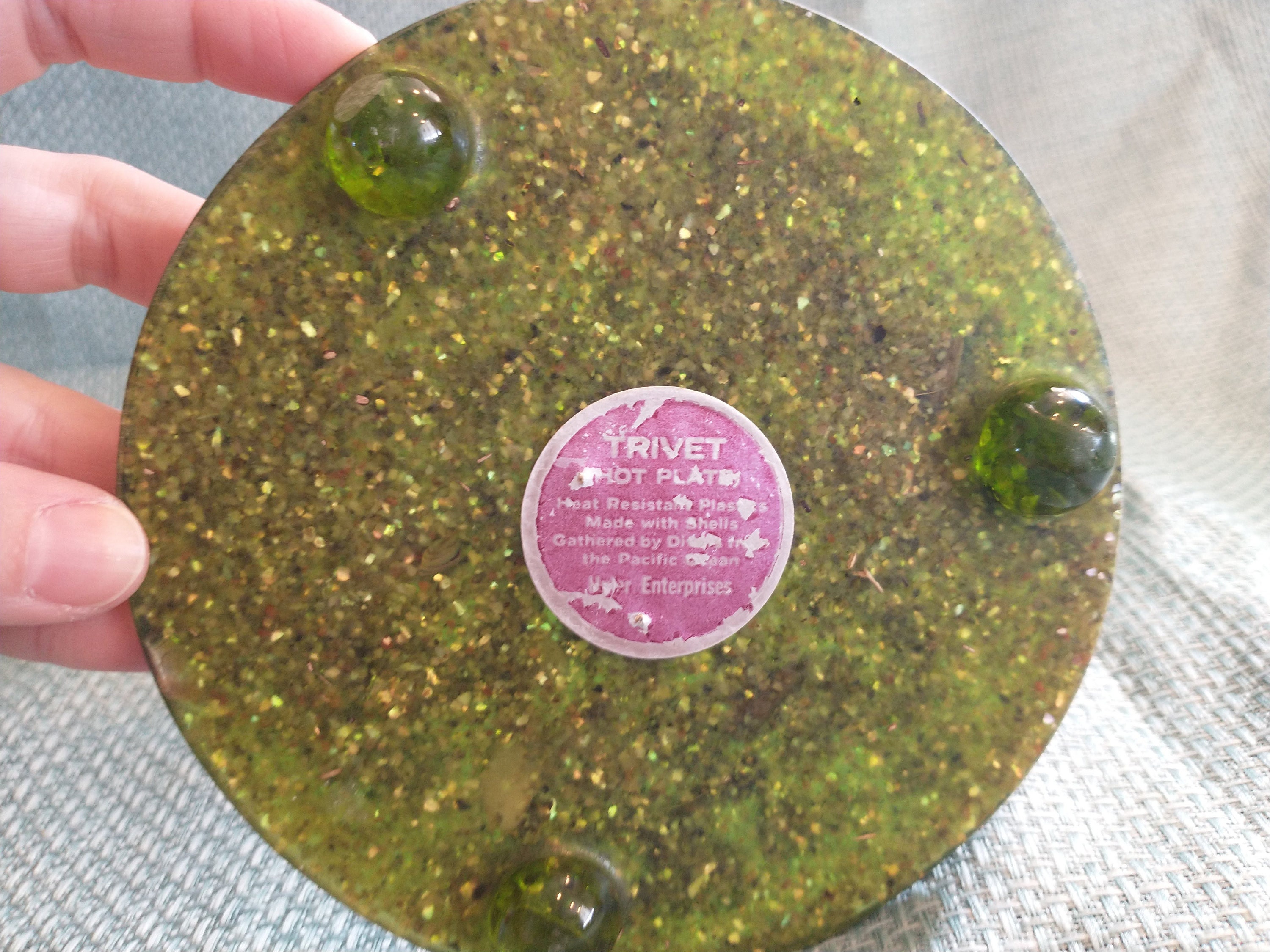 Vintage Green Lucite Abalone Shell Trivet: Coastal Kitchen Decor - Etsy